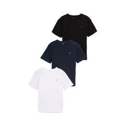 Tom Tailor Herren T-Shirt, wei&szlig;, Gr. XXXL, bestickt, unifarben, Single Jersey, Obermaterial: 100% Baumwolle, Shirts, 3er Pack mit Logo-Stickerei