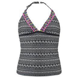Buffalo M&auml;dchen Tankini, schwarz-wei&szlig;, Gr. 122, Polyamid, Bikini-Sets, mit Ethnodruck und Kontrastdetails