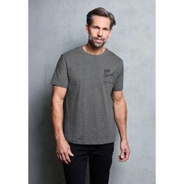 Street One MEN Herren T-Shirtmetal grau melange, Gr. L, bedruckt, Web, 100% Baumwolle, Shirts, aus reiner Baumwolle
