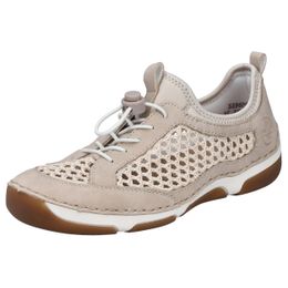 Rieker Damen Slip-On Sneaker, Gr. 42, beige, Lederimitat, Textil, Schuhe, Slipper, Freizeitsneaker, Halbschuh mit Schnellverschluss