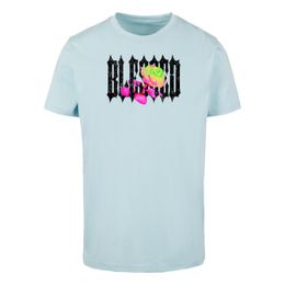 MisterTee Herren T-Shirt "MisterTee Blessed Rose Tee", blau, Gr. L, bedruckt, 100% Baumwolle, Shirts