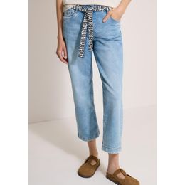 Cecil Damen Loose-fit-Jeansfresh blau random wash, Gr. 32, unifarben, Jeans, Obermaterial: 78% Baumwolle, 20% Polyester, 2% Elasthan. G&uuml;rtel: 100%