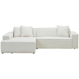 CARRYHOME Ecksofa, Creme, Kunststoff, 4-Sitzer, Ottomane links, L-Form, 280x188 cm, seitenverkehrt erh&auml;ltlich, R&uuml;cken echt, Stoffauswahl, Wohnzimmer, Sofas & Couches, Wohnlandschaften, Ecksofas