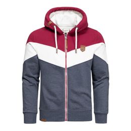 Amaci&Sons Amaci&Sons Sweatjacke im Block-Design ARDMORE in Bordeaux/Wei&szlig;/Blau | Gr.: S