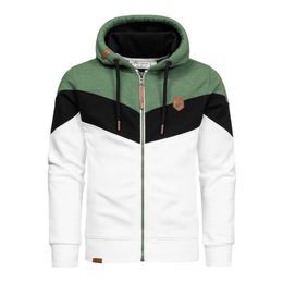 Amaci&Sons Amaci&Sons Sweatjacke im Block-Design ARDMORE in Gr&uuml;n/Schwarz/Wei&szlig; | Gr.: XL
