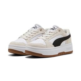 Puma Damen Sneaker "REBOUND FEMME LOW SD", Gr. 42,5, beige, Leder, mehrfarbig, Schuhe, f&uuml;r sportliche und l&auml;ssige Looks, mit Leder-Obermaterial
