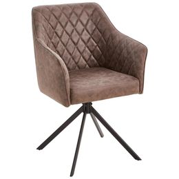 Livetastic Armlehnstuhl, Braun, Holz, Metall, Textil, Pappel, Sperrholz, F&uuml;llung: Schaumstoff, eckig, 61x91x58 cm, Esszimmer, St&uuml;hle, Esszimmerst&uuml;hle, Armlehnenst&uuml;hle