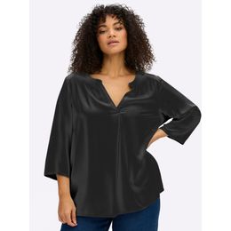 sheego Damen Longbluse, schwarz, Gr. 44, unifarben, 100% Viskose, Blusen