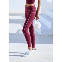 Damen Funktionsleggings, rot, Gr. S, Copenhagen Studios, unifarben mit Farbeinsatz, Trikot, Obermaterial: 78% Polyester, 22% Elasthan, Hosen, mit