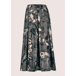 Madeleine Mode MADELEINE Damen Midirock "Samtrock Eleganter Midirock mit floralem Design", grau, Modern, Gr. 46, Obermaterial: 100% Polyester PES., R&ouml;cke, Samtrock