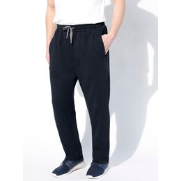 Hajo Herren Trainingshose, blau, Gr. 60, unifarben, 62% Baumwolle, 33% Polyester, 5% Elasthan, Hosen