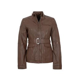 Jilani Lederjacke G&uuml;rtel Lammnappa in Dunkelbraun | Gr.: 48