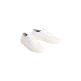 Calvin Klein Damen Plateausneaker "VULC LACE UP CANVAS", Gr. 38, wei&szlig;, Textil, unifarben, Schuhe, Schn&uuml;rschuh, Canvas-Sneaker, Halbschuh mit