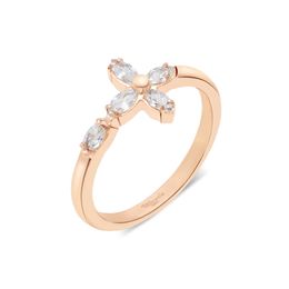 Tamaris Damen Fingerring "Cross, Kreuz-Design", 56, Edelstahl, 1,6mmros&eacute;goldfarben, kristallwei&szlig;, Edelstahl, Fingerringe, mit Zirkonia (synth.)