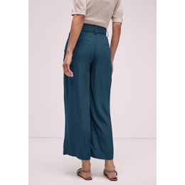 Street One Damen Stoffhosetide blau, Gr. 46, unifarben, Stoff, 100% Viskose, Hosen, mit G&uuml;rtel