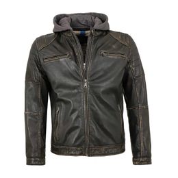 Jilani Bikerlederjacke Lammnappa Kapuze in Schwarz | Gr.: 50