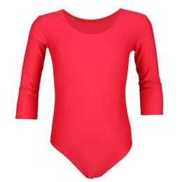 AQUARTI M&auml;dchen Turnanzug "Body M&auml;dchen Ballett Trikot 3/4 Arm", rot, Gr. 116, Obermaterial: 80% Polyamid PA. 20% Elasthan EL., Sportanz&uuml;ge