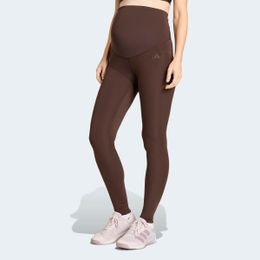 Damen Trainingstights "OPTIME ESSENTIALS WORKOUT UMSTANDS-LEGGINGS IN VOLLER L&Auml;NGE", braun, Gr. L, adidas Performance, Obermaterial: 85% Polyester,