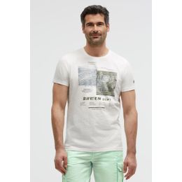 CAMP DAVID Herren Rundhalsshirt, wei&szlig;, Gr. S, bedruckt, Web, Material: 100% Baumwolle, Shirts, mit Necktape
