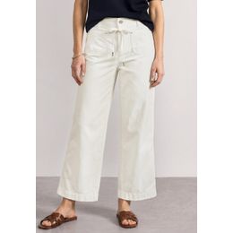 Street One Damen Stoffhose, wei&szlig;, Gr. 40, unifarben, Web, Obermaterial: 100% Baumwolle. G&uuml;rtel: 100% Baumwolle, Hosen, High Waist