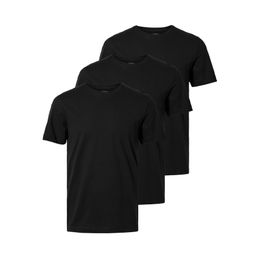 Selected Herren Rundhalsshirt "SLHCORMAC SS O-NECK TEE 3-PACK NOOS", schwarz, Gr. L, unifarben, Jersey, Obermaterial: 100% Baumwolle, Shirts,