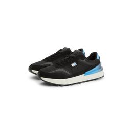 Tommy Jeans Herren Sneaker "TJM TECHNICAL RUNNER ESS", Gr. 46, schwarz, Lederimitat, Textil, Veloursleder, Mesh, unifarben mit Farbeinsatz, Basic,