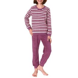 Normann Frottee Pyjama Schlafanzug langarm B&uuml;ndchen - 50660 in beere | Gr.: 134/140