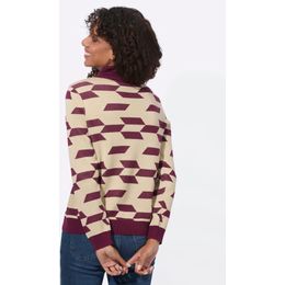 Casual Looks Damen Rollkragenpullover "Rollkragen-Pullover", beige, Gr. 36, gemustert, mehrfarbig, 50% Baumwolle, 50% Polyacryl, Pullover