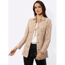 CR&Eacute;ATION L CREATION L Damen Longbluse, beige, Gr. 46, gemustert, 70% Baumwolle, 30% Polyamid, Blusen