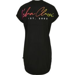 Urban Classics Damen A-Linien-Kleid "Urban Classics Damen Ladies Rainbow Tee Dress", schwarz, Gr. L, 100% Baumwolle, Kleider
