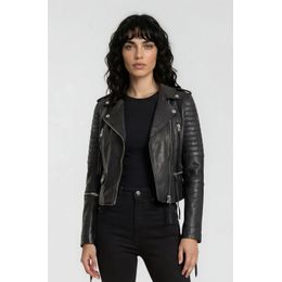 Trueprodigy Damen Lederjacke "Jade mit Rei&szlig;verschluss Details", schwarz, Gr. XL, Obermaterial: 100% Schafsleder sheepskin., Jacken