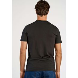 LINDBERGH Herren T-Shirt, schwarz, Gr. M, bestickt, unifarben, Single Jersey, Obermaterial: 100% Baumwolle, Shirts, mit Statement-Stickerei auf der