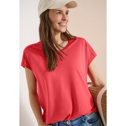 Cecil Damen T-Shirt, rot, Gr. M, unifarben, Jersey, Obermaterial: 50% Baumwolle, 50% Modal, Shirts, mit elastischem Bund