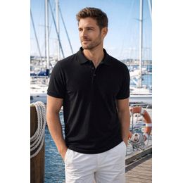 MAN'S WORLD MAN'S WORLD Herren Poloshirt, schwarz, Basic, Gr. 48, unifarben, Piqu&eacute;, Obermaterial: 100% Baumwolle, Shirts, Kurzarm, lockere Passform, unifarben