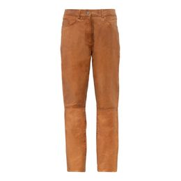 RICANO Damen 5-Pocket-Hose "Lederhose 9809", braun, Gr. XS, Obermaterial: 100% Ziegennappaleder GONA., Hosen, Handgefertigt aus echtem Leder