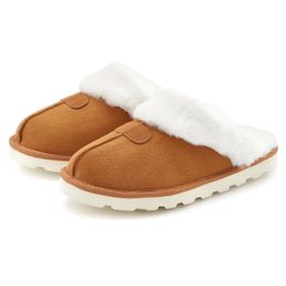 Damen Pantolette "Pl&uuml;sch Hausschuh, Pantoffeln, Clogs, Schlappen, Hausschuh", VIVANCE DREAMS BY LASCANA, Gr. 41, braun, Obermaterial: 80%