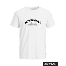 Jack & Jones JACK & JONES Herren T-Shirt "JPRBLATOMMY SS TEE FST"wei&szlig;, Gr. XS, bedruckt, Jersey, Obermaterial: 100% Baumwolle, Shirts, mit Logo Schriftzug