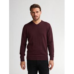 Herren V-Ausschnitt-Pullover "V-Neck Basi", braun, Gr. S, PETROL INDUSTRIES, unifarben, Strick, Obermaterial: 50% Baumwolle, 50% Polyacryl, Pullover,