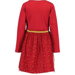 Blue Seven M&auml;dchen Jerseykleidhoch rot, Gr. 110, bedruckt, unifarben, Jersey, Obermaterial: 100% Baumwolle, Kleider, mit T&uuml;ll-&Uuml;berrock und tollen