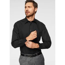 OLYMP Herren Businesshemd "Luxor comfort fit", schwarz, Gr. 41, unifarben, Web, Obermaterial: 100% Baumwolle, Hemden, Mit Brusttasche, b&uuml;gelfrei
