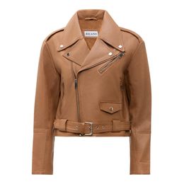 RICANO Damen Bikerjacke "Lederjacke Hera", braun, Gr. L, Obermaterial: 100% Lammnappaleder LANA. Futter: 100% Polyester PES., Jacken, Handgefertigt