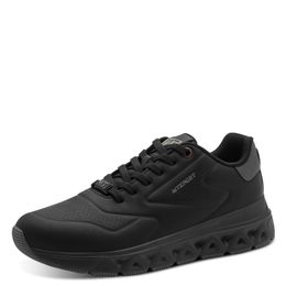 Marco Tozzi Herren Slip-On Sneaker, Gr. 42, schwarz, Lederimitat, unifarben mit Farbeinsatz, Schuhe, Freizeitschuh, Halbschuh, Slipper mit