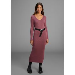 Laura Scott Damen Strickkleid, rosa, Basic, Gr. 36, unifarben, Rippstrick, Obermaterial: 70% Viskose, 30% Polyamid, Kleider, in Midi-L&auml;nge mit