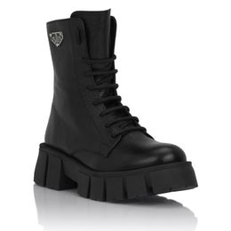 Philipp Plein Damen Bootsschuh "Logo", Gr. 38, schwarz, Schuhe