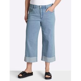 sheego Damen 7/8-Jeans, blau, Gr. 42, unifarben, 95% Baumwolle, 3% Polyester, 2% Elasthan, Einsatz:15% Elasthan, 85% Polyamid, Jeans