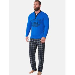 Jan Vanderstorm Herren Schlafanzug "Schlafanzug ROLFHEIM", Gr. 5XL, blau, Obermaterial: 100% Baumwolle CO., Homewear-Sets