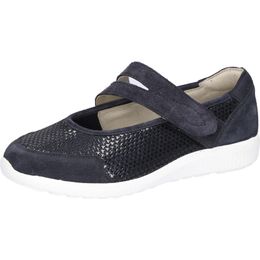 Waldl&auml;ufer WALDL&Auml;UFER Damen Riemchenballerina "M-IRA Soft", Gr. 8, schwarz, Textil, Veloursleder, unifarben, Basic, Schuhe, Slipper, Komfortschuh,