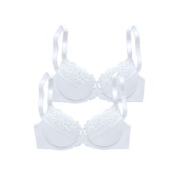 Damen B&uuml;gel-BH, PETITE FLEUR BY LASCANA, Gr. 95, wei&szlig;, Spitze, Obermaterial: 90% Polyamid, 10% Elasthan, BHs, mit elastischer Spitze, Dessous &ndash; ideal