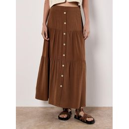 Apricot Damen Maxirock "Maxirock aus Leinenmischung mit Stufen", braun, Gr. 38, uni, gewebt, Obermaterial: 87% Viskose CV. 8% Lyocell CLY. 3% Modal