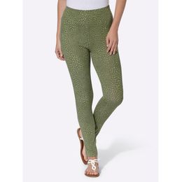 Sieh an! Leggings in khaki-schilf-bedruckt | Gr.: 42